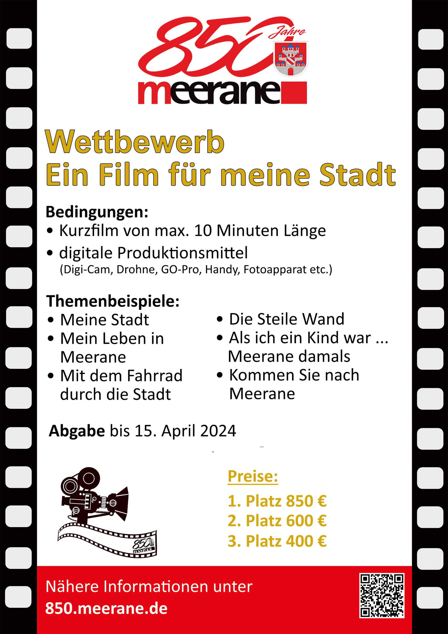 Filmwettbewerb zum Stadtjubiläum 850 Jahre Meerane - Mitmachen bis zum ...